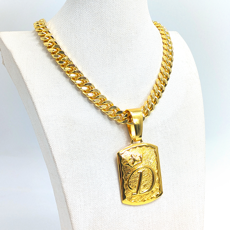 COMBO - Letter Medallion and Large Cuban Chain Set